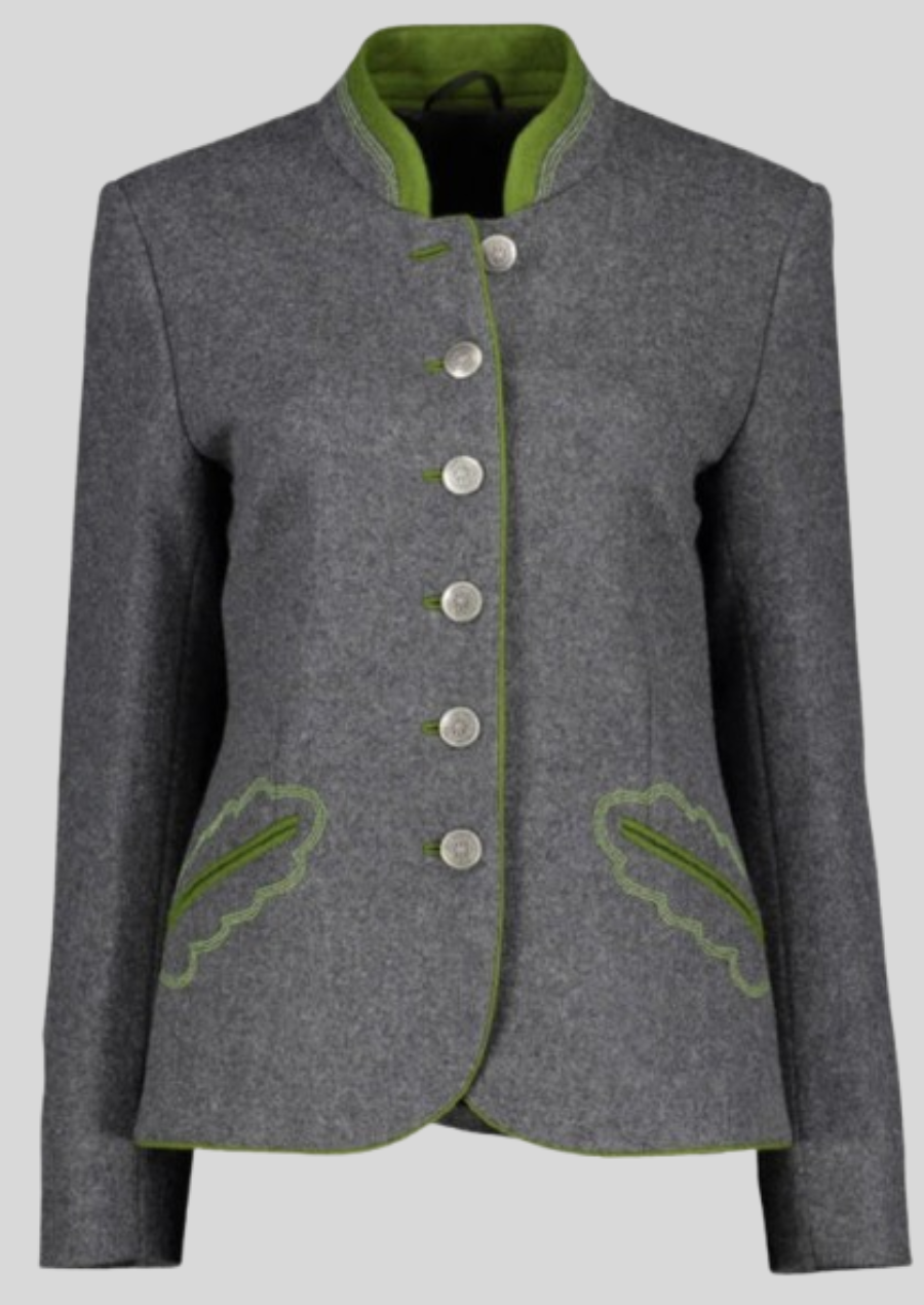 Women's Bavarian Trachten Jacket – Elegant Grey Wool Blazer ...